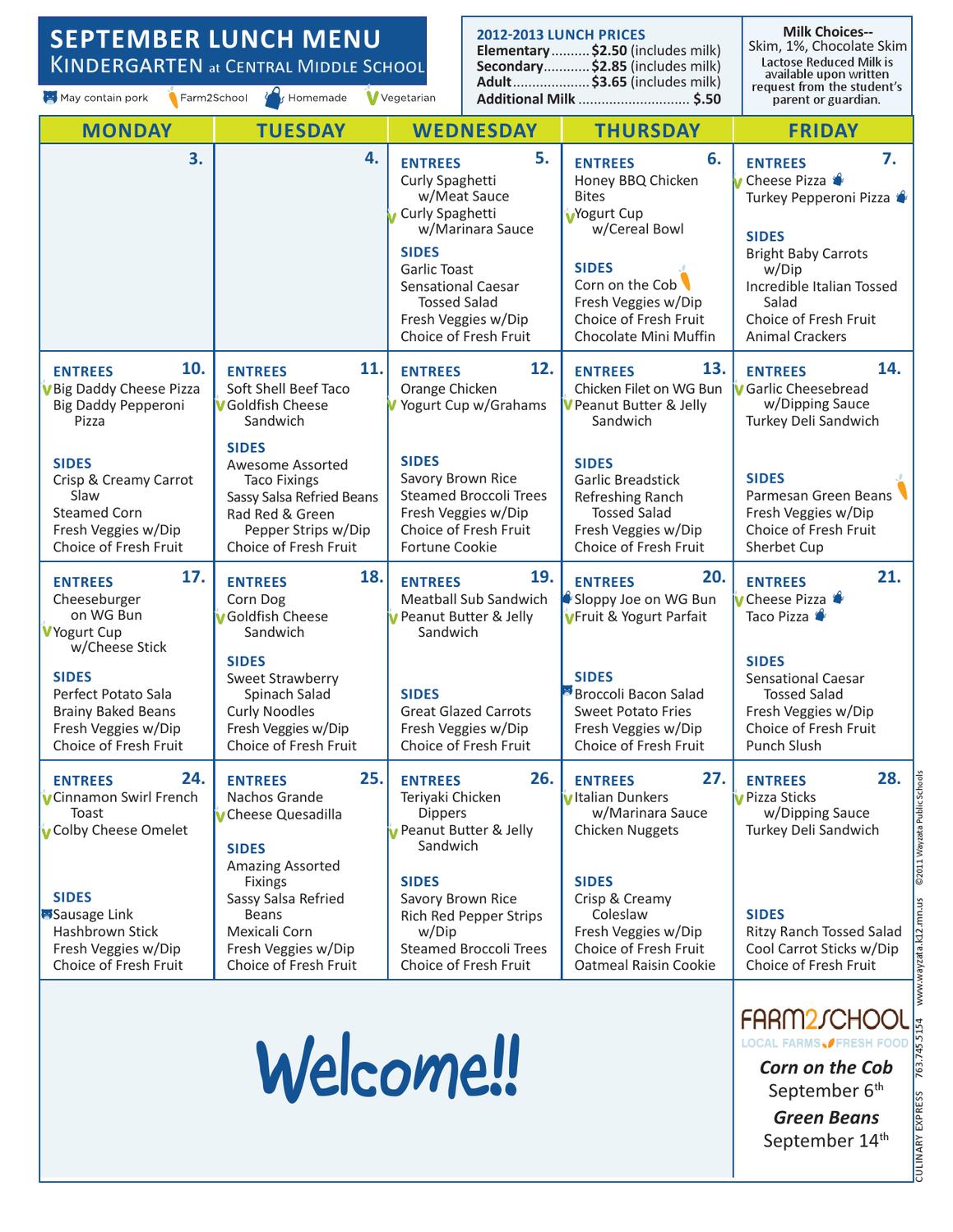September 2012 CMS EDK Lunch Menu by Wayzata Public Schools - Issuu
