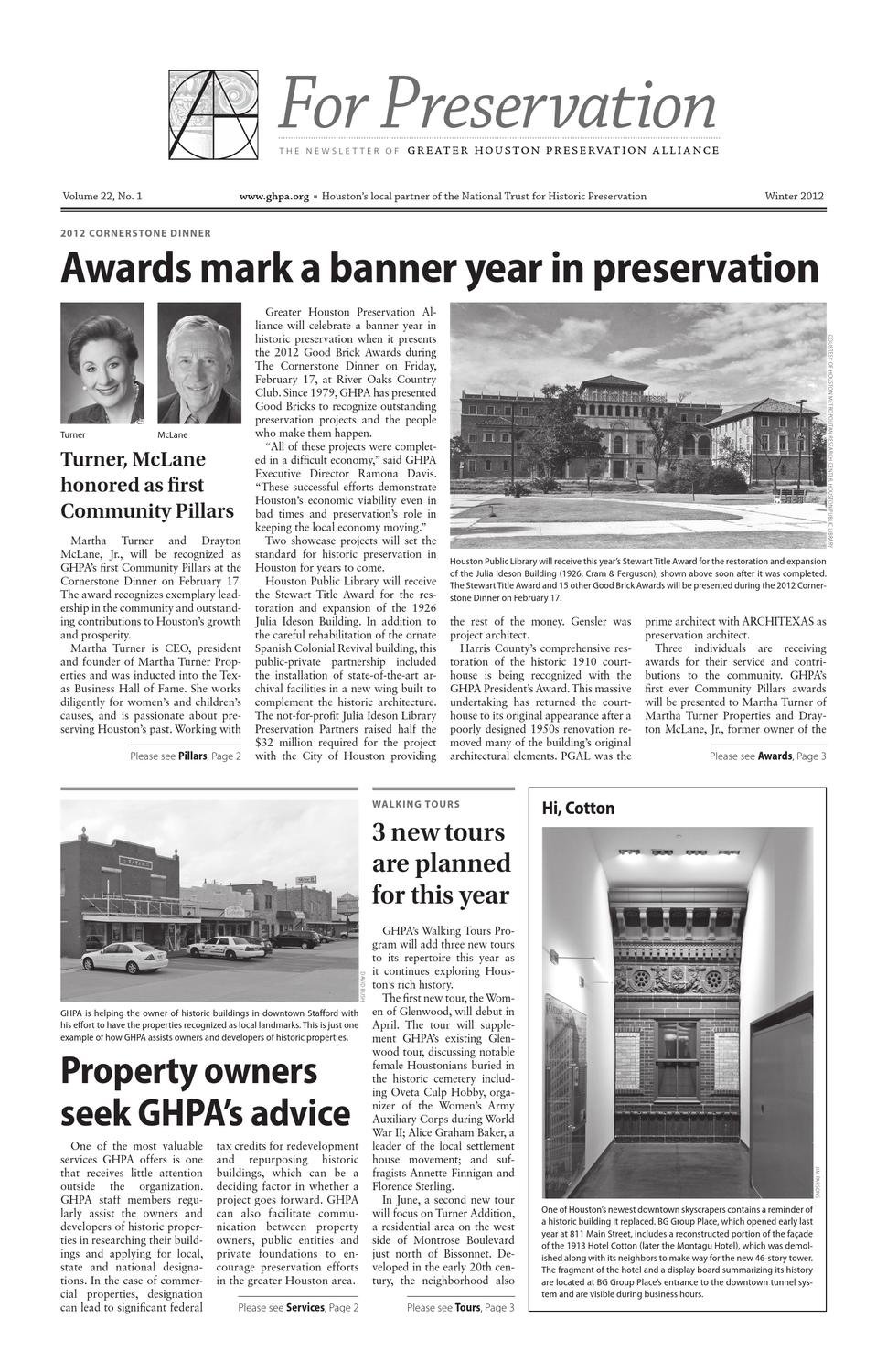 Winter 2012 GHPA Newsletter by Preservation Houston - Issuu