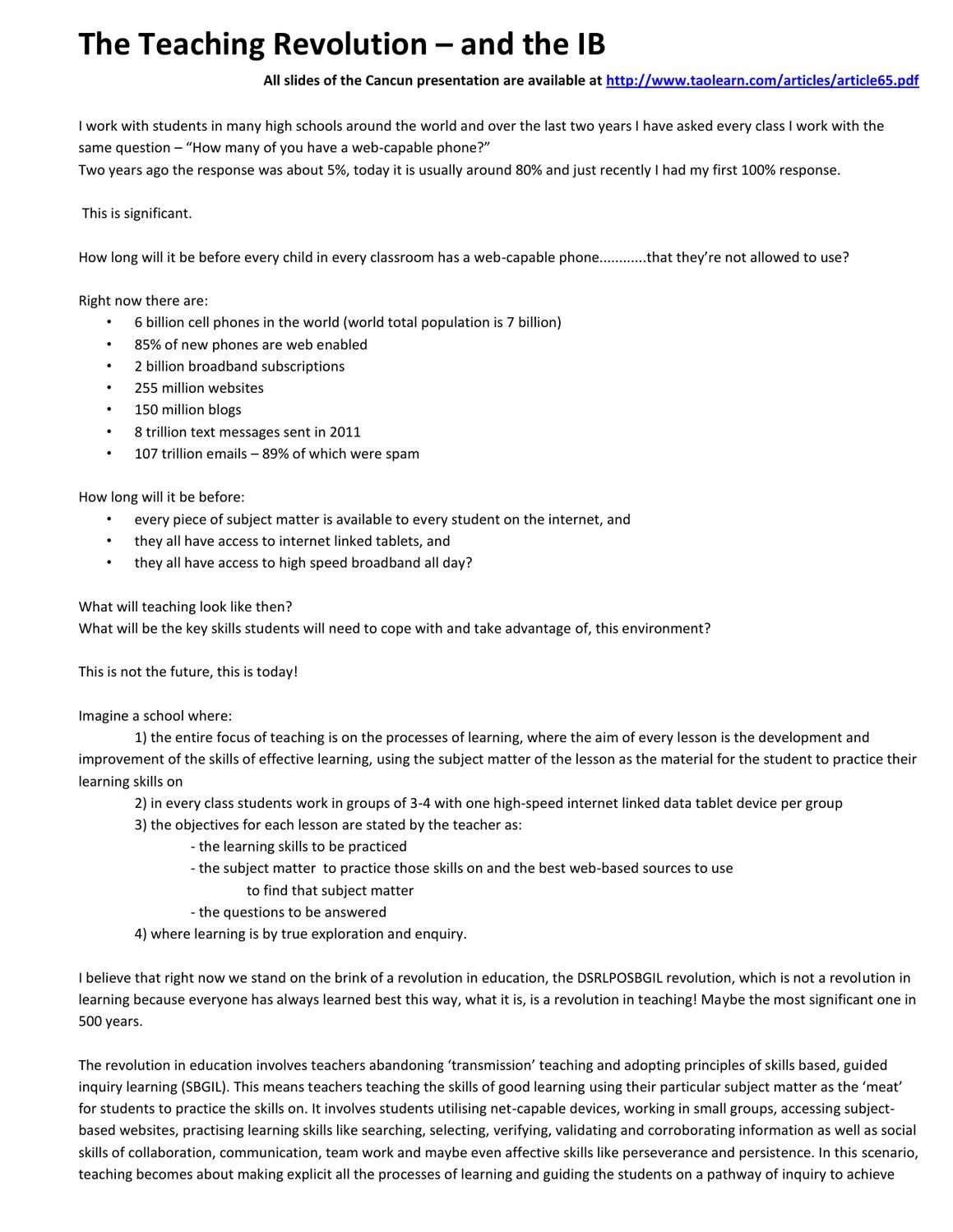 The Teaching Revolution – and the IB by International Baccalaureate - Issuu