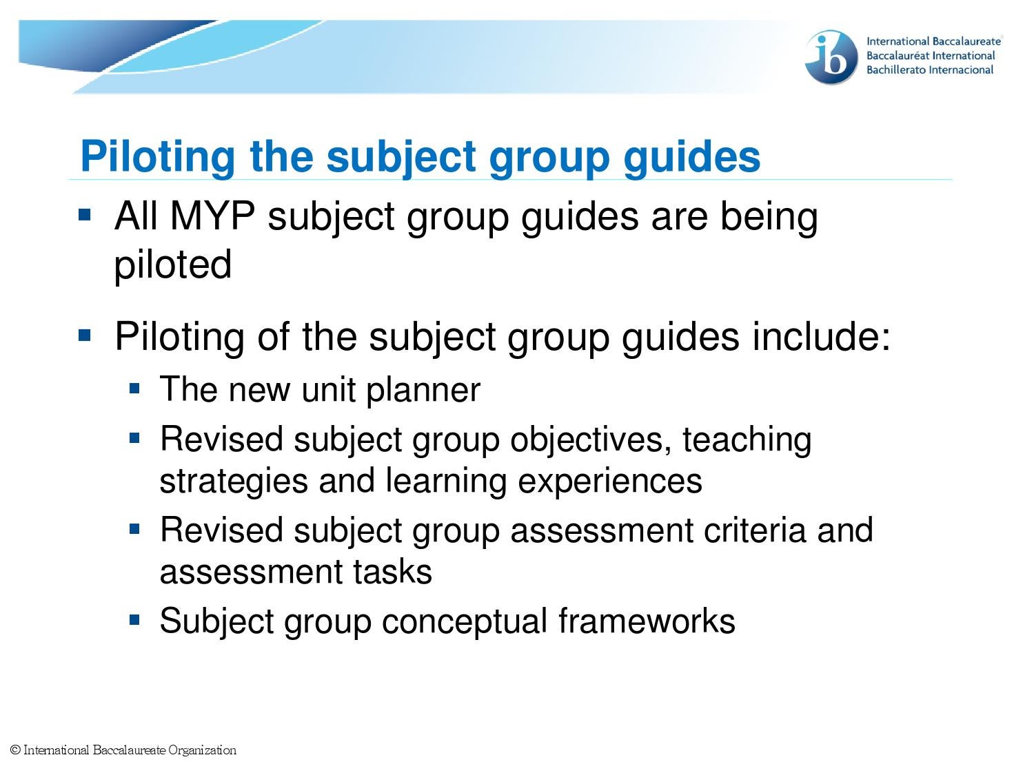 MYP subject groups update by International Baccalaureate - Issuu