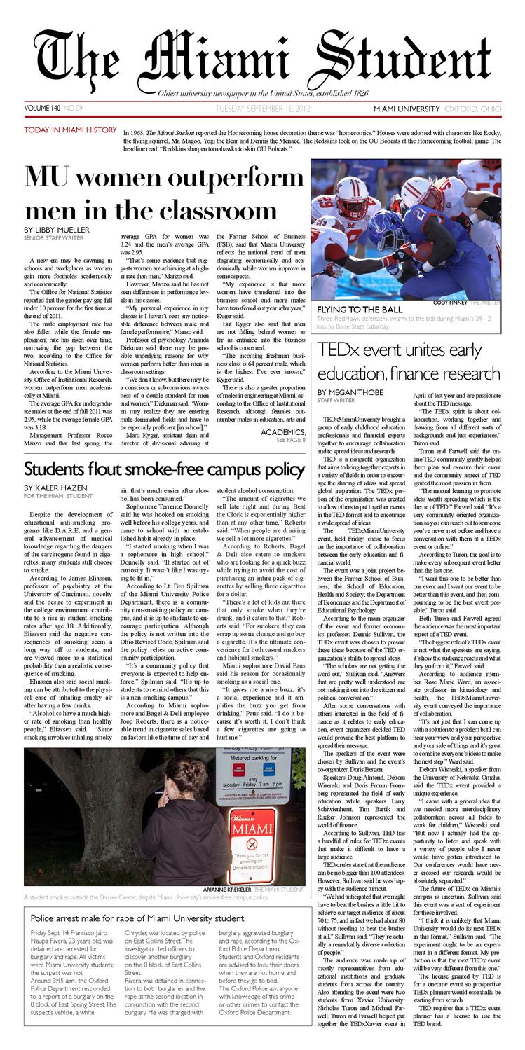 September 18, 2012 | The Miami Student by The Miami Student - Issuu