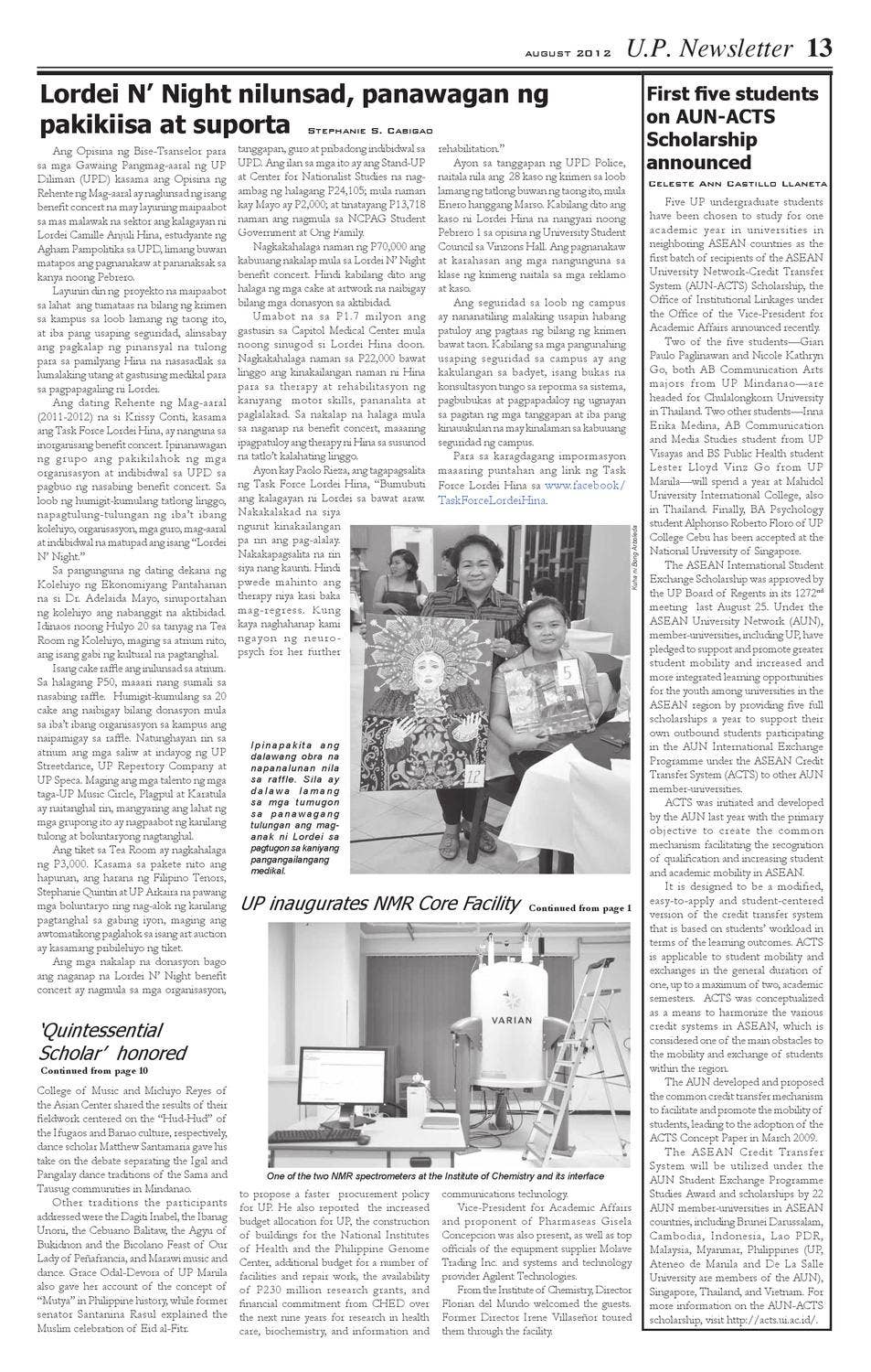 UP Newsletter August 2012 by University of the Philippines - Issuu