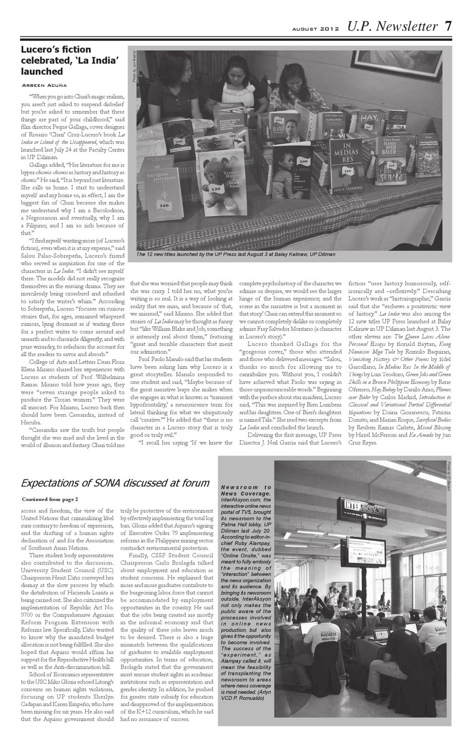 UP Newsletter August 2012 by University of the Philippines - Issuu