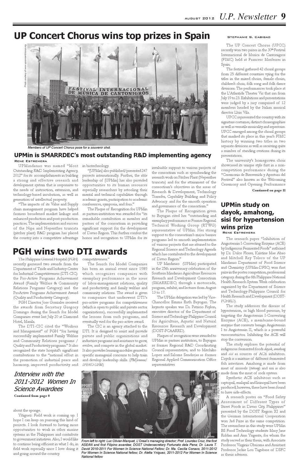 UP Newsletter August 2012 by University of the Philippines - Issuu