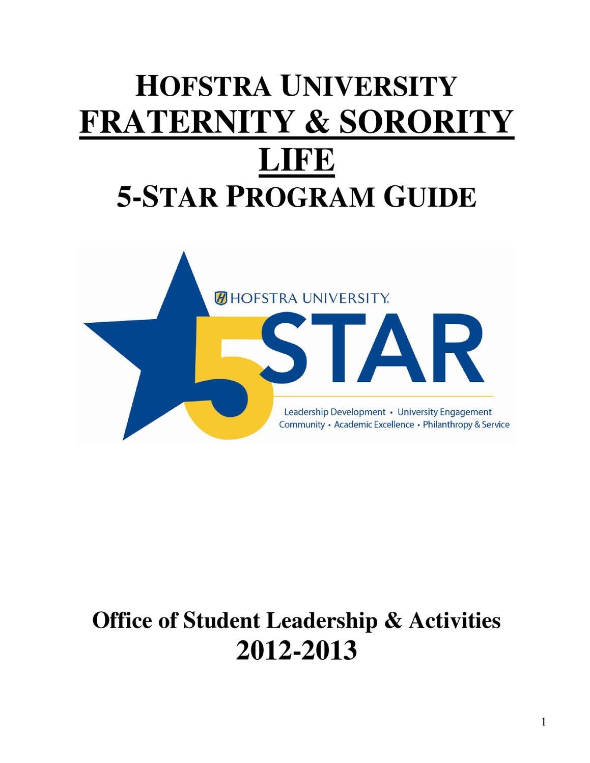 Fraternity & Sorority Life: 5 Star Program Guide by Hofstra University ...