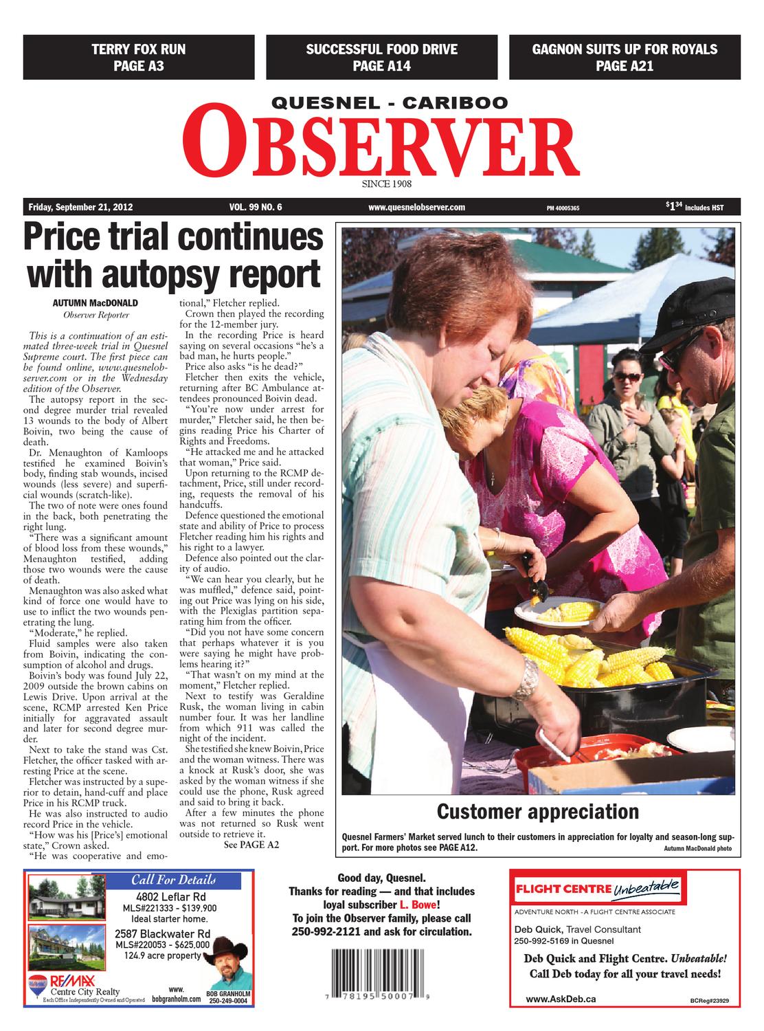 Quesnel Cariboo Observer, September 21, 2012 by Black Press Media Group ...
