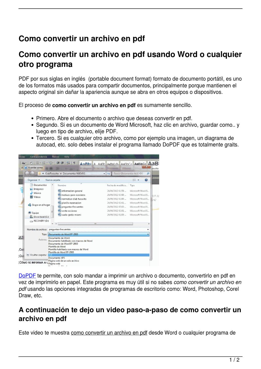 Como convertir un archivo en pdf by Maximo Sanchez - Issuu