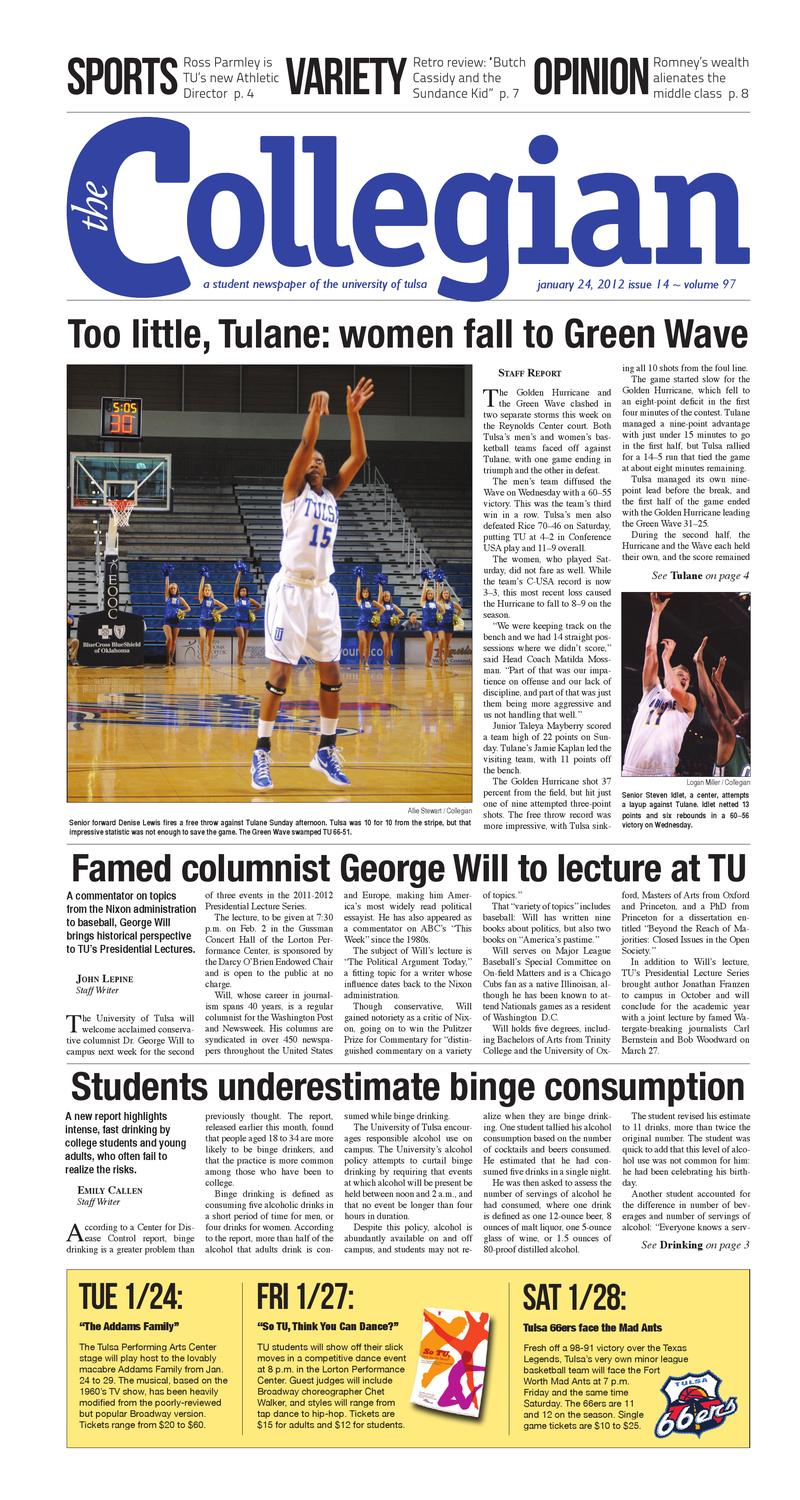 Collegian: 24 January 2012 Issue, Volume 97 by The Collegian: Student ...