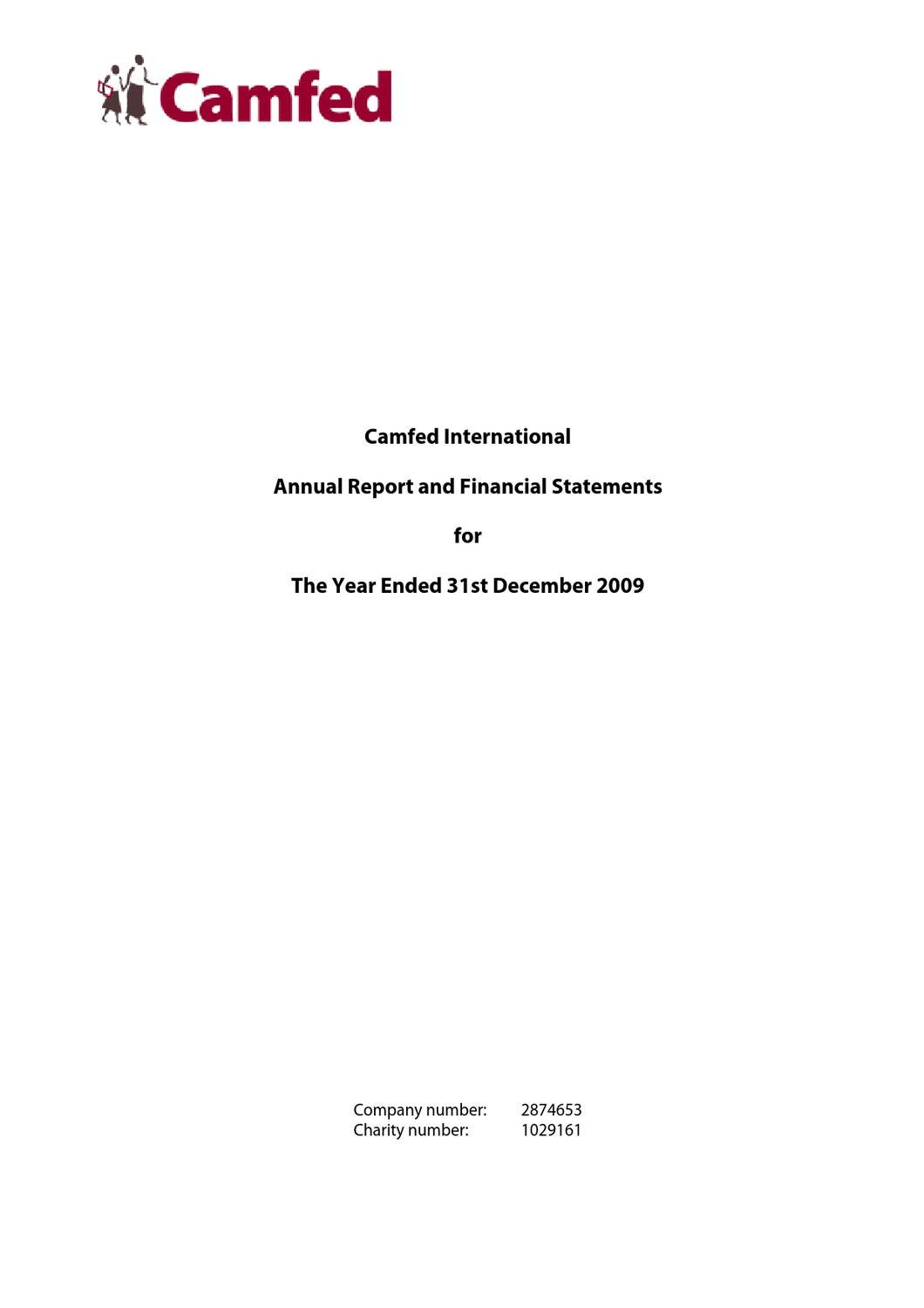 Camfed Annual Report - Financial Statements 2009 by CAMFED - Issuu