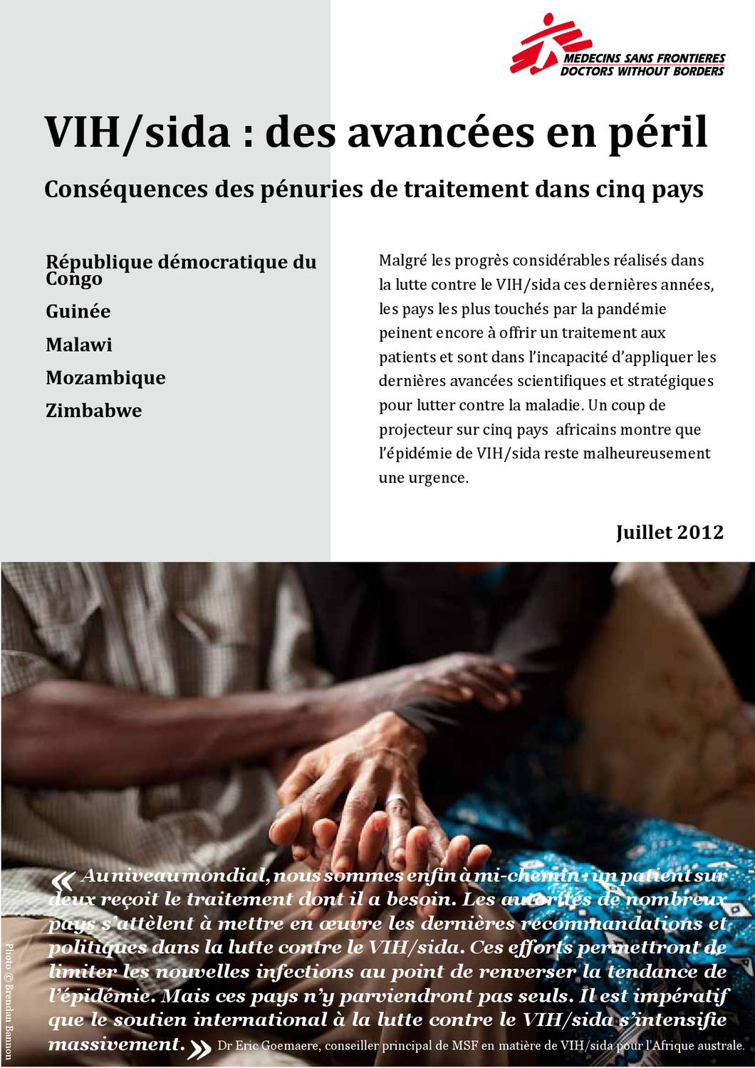 VIH/sida: des avancées en péril. Conséquences des pénuries de ...