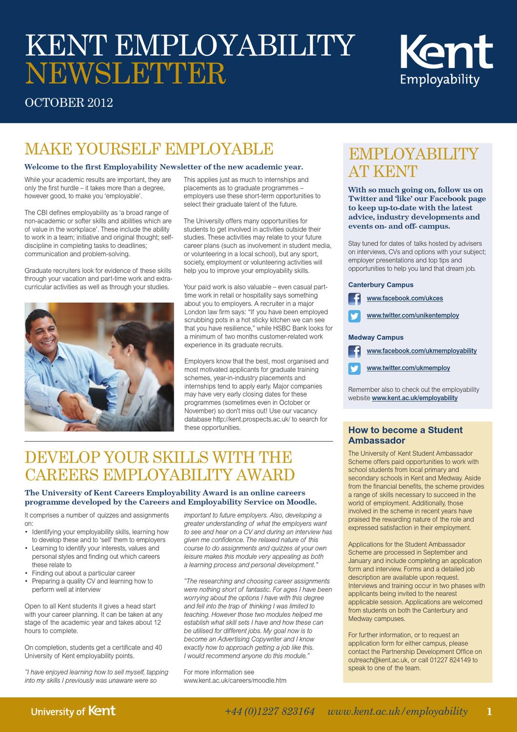 Kent Employability Newsletter October 2012 by University of Kent - Issuu