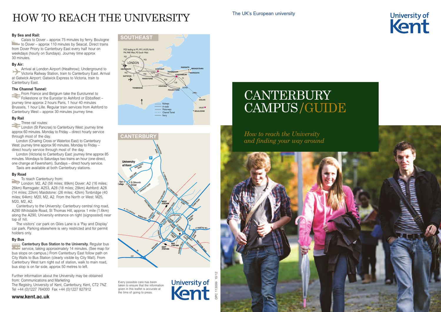 University of Kent Canterbury campus map and travel guide 2012 by ...
