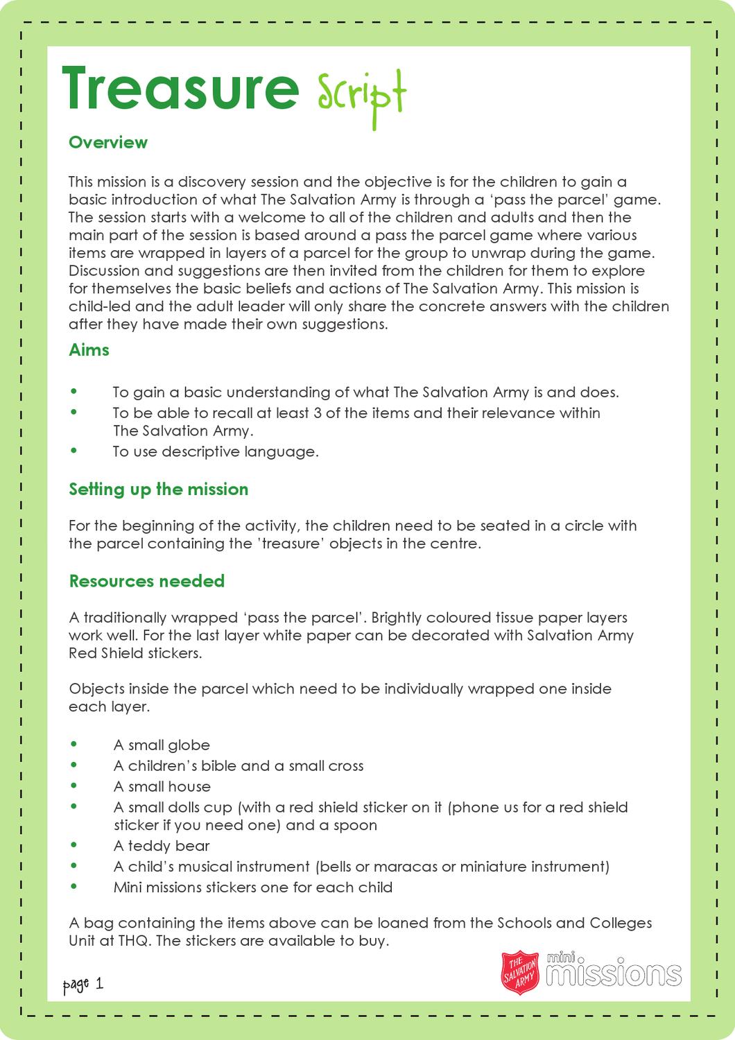 Treasure Script by The Salvation Army UK and Ireland - Issuu