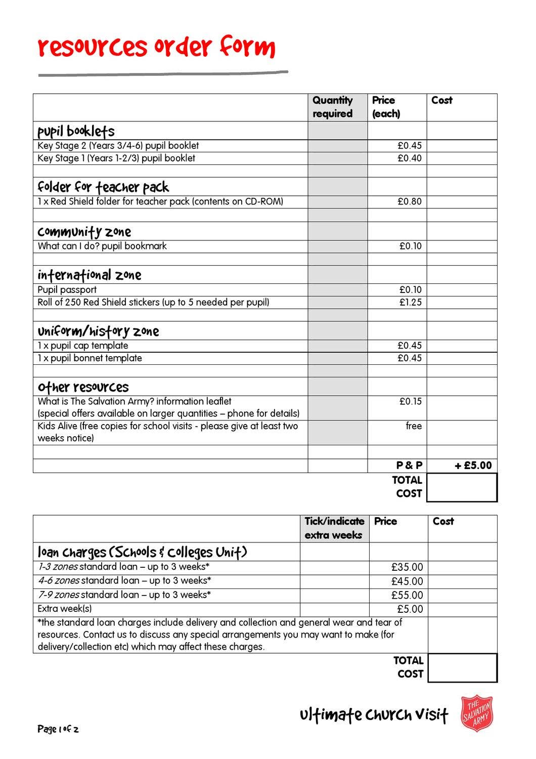 Resources order form by The Salvation Army UK and Ireland - Issuu