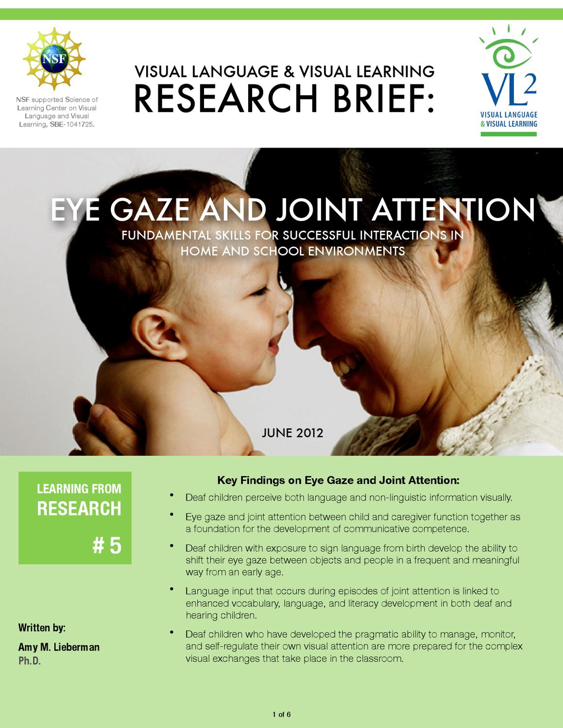 Research Brief 5: Eye Gaze and Joint Attention by Visual Language and ...