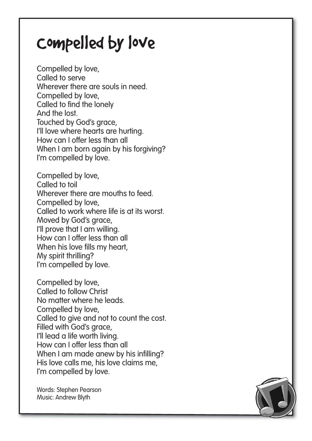 Compelled by love lyrics by The Salvation Army UK and Ireland - Issuu