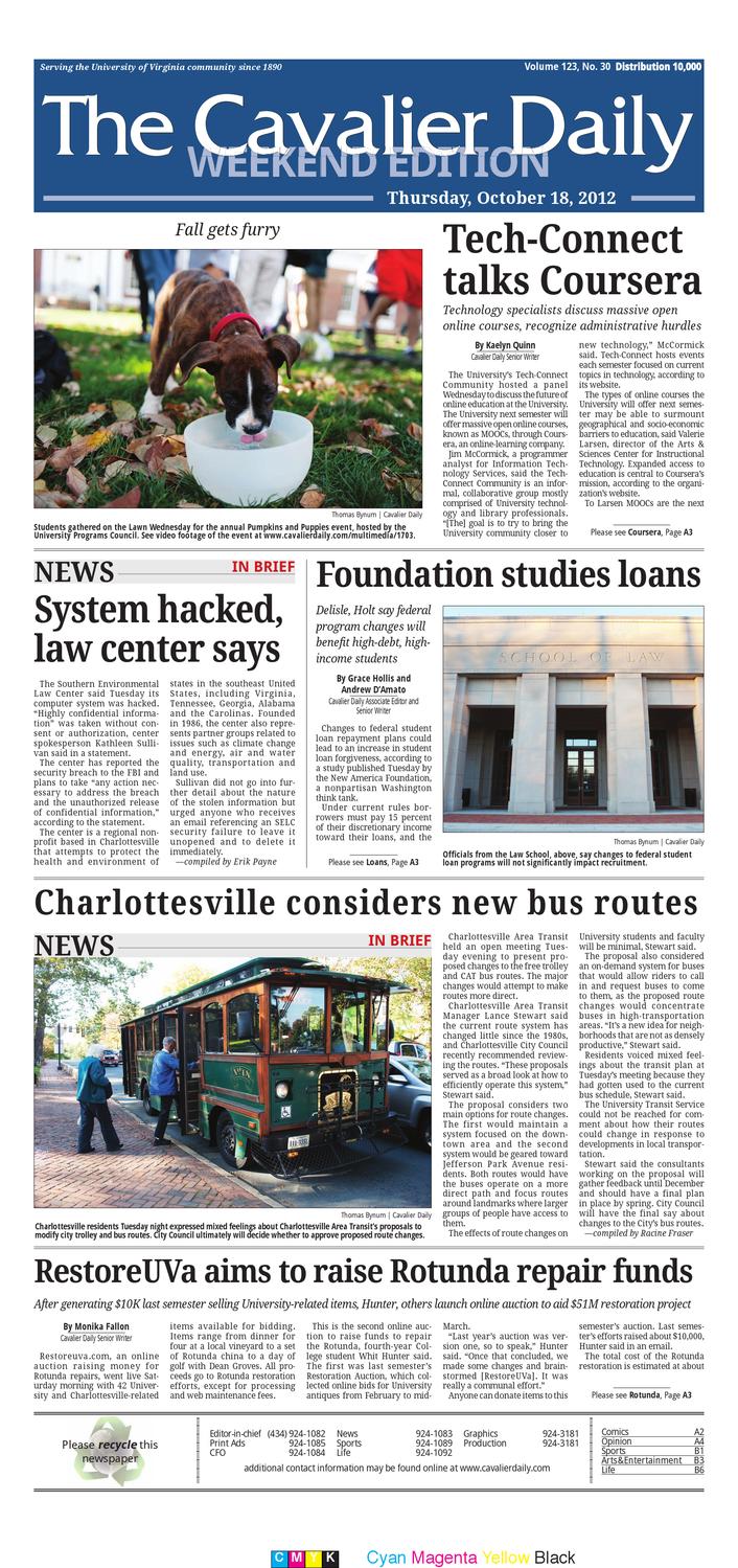 October 18, 2012 by The Cavalier Daily - Issuu