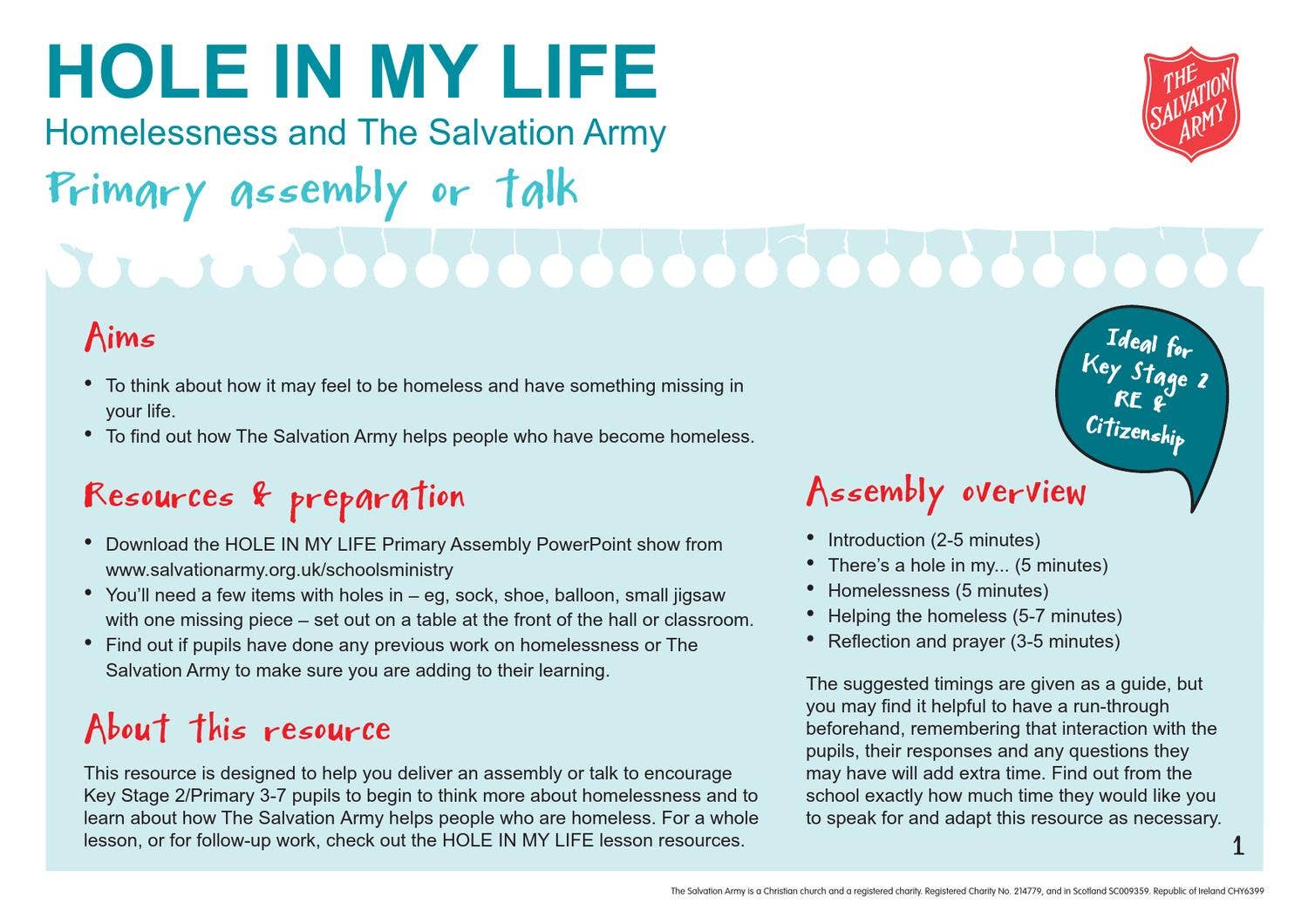 HOLE IN MY LIFE Primary Assembly by The Salvation Army UK and Ireland ...