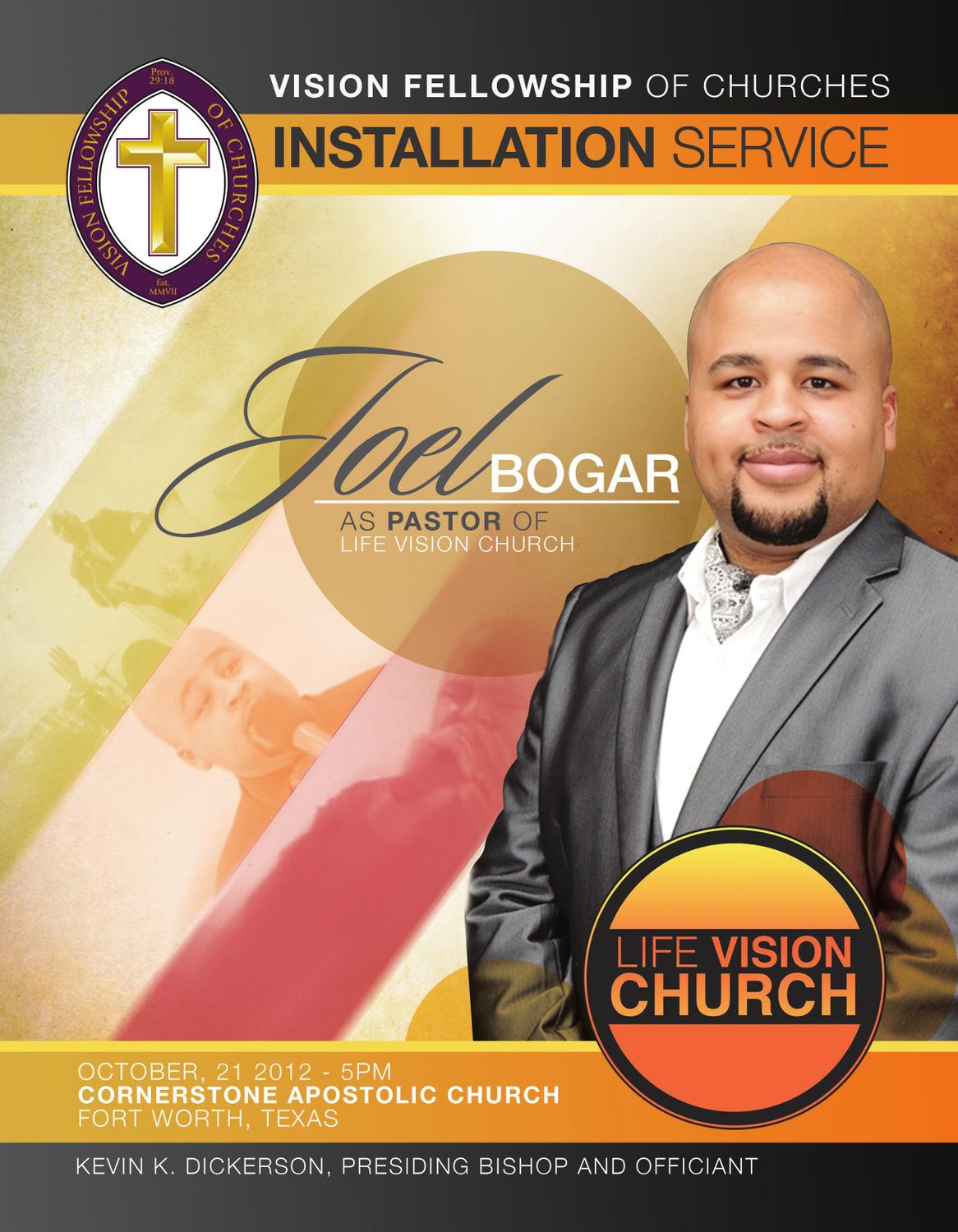 Pastor Joel Bogar Installation Program by JP Designs Art - Issuu