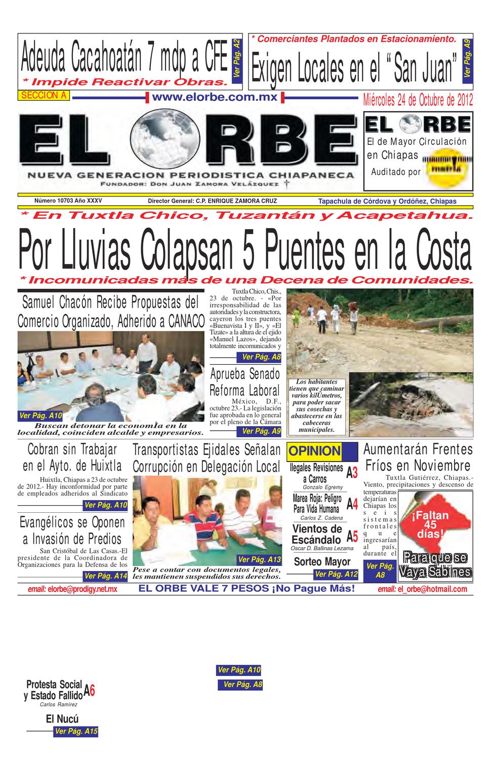 OCTUBRE 24 DE 2012 by El Orbe - Issuu