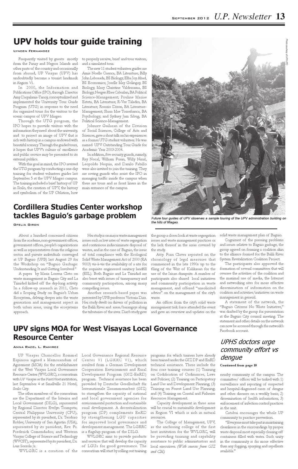 UP Newsletter September 2012 by University of the Philippines - Issuu