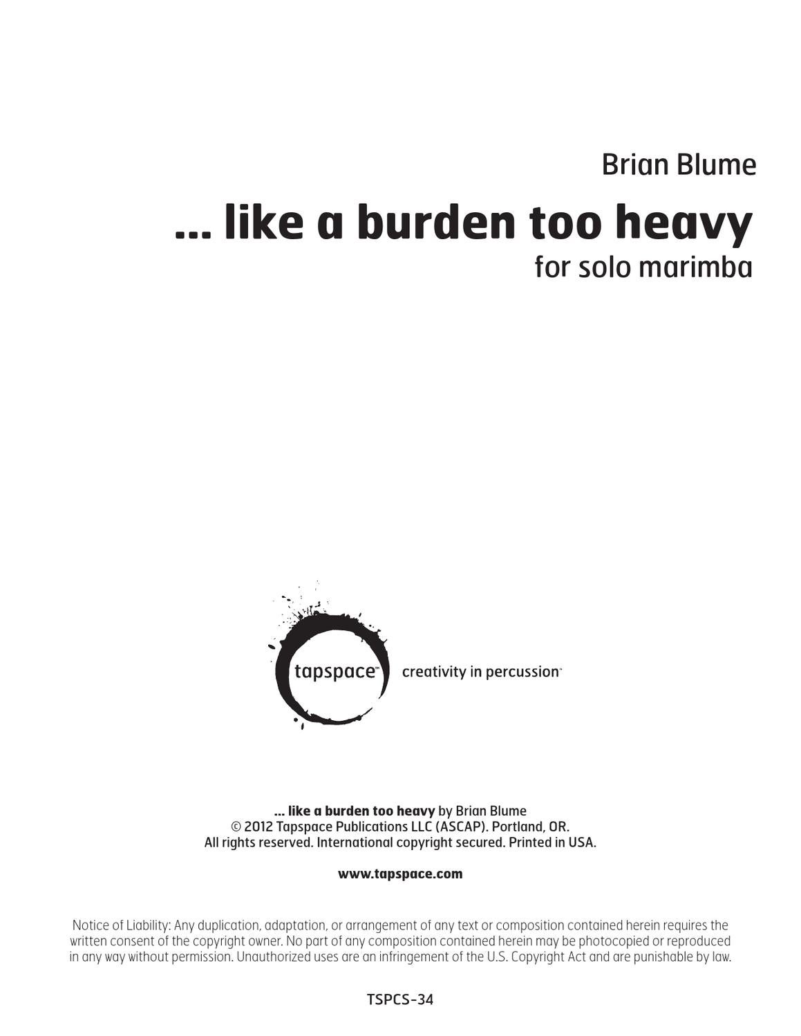 like a burden too heavy by Tapspace - Issuu