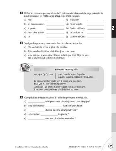 Cahier Grammaire Jeunesse_3e année by Les Éditions CEC - Issuu