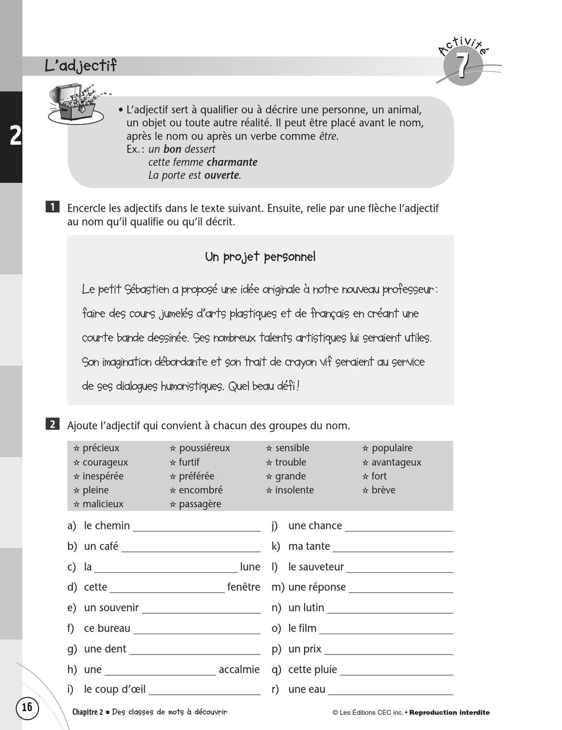 Cahier Grammaire Jeunesse_5e année by Les Éditions CEC - Issuu