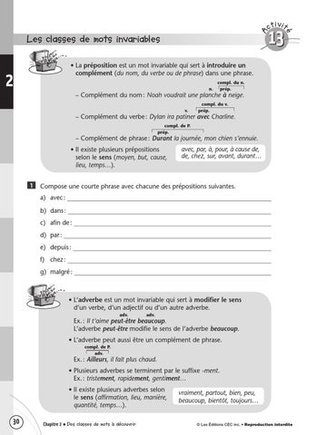 Cahier Grammaire Jeunesse_6e année by Les Éditions CEC - Issuu