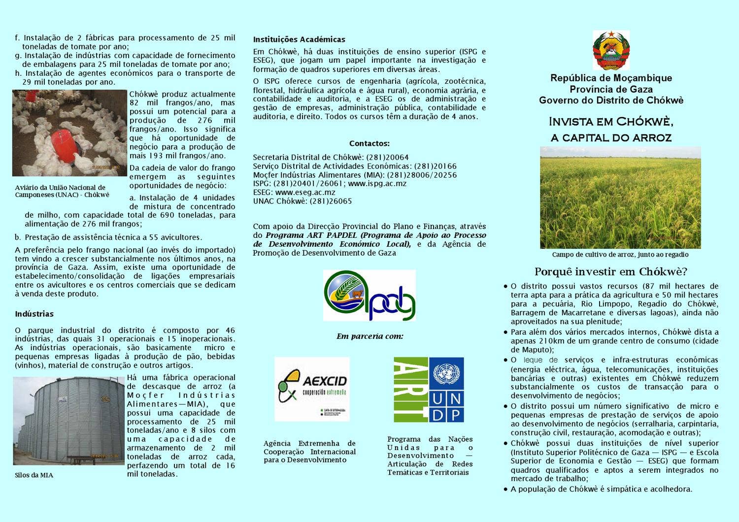 Folheto - Invista em Chókwè, a capital do arroz - Gaza, Chókwè by UNDP ...