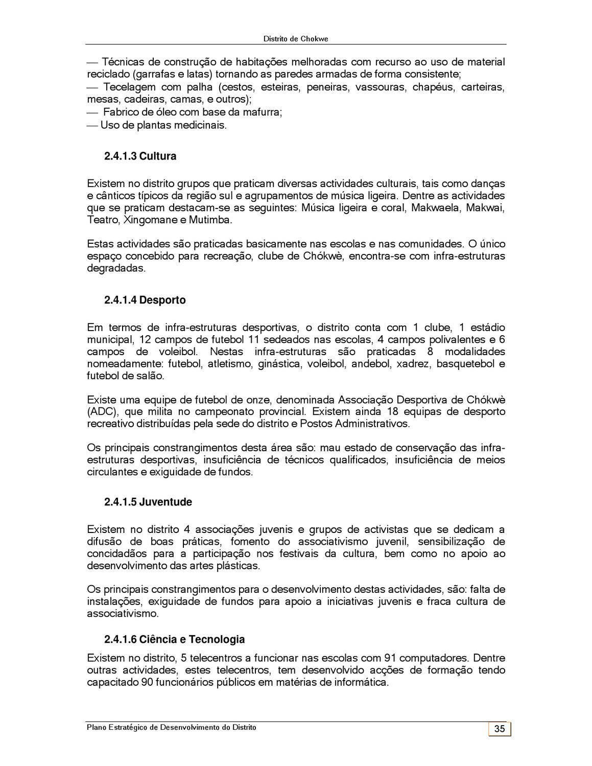 Plano Estratégico do Distrito de Chokwe by UNDP ART Initiative - Issuu