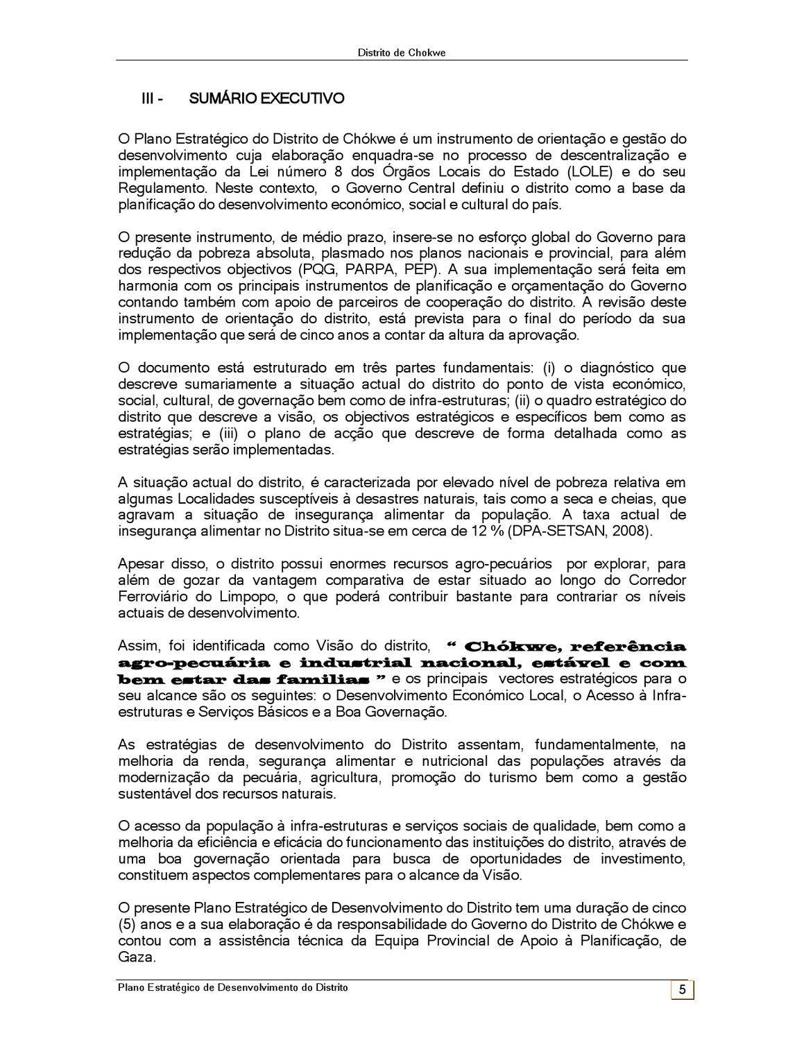 Plano Estratégico do Distrito de Chokwe by UNDP ART Initiative - Issuu