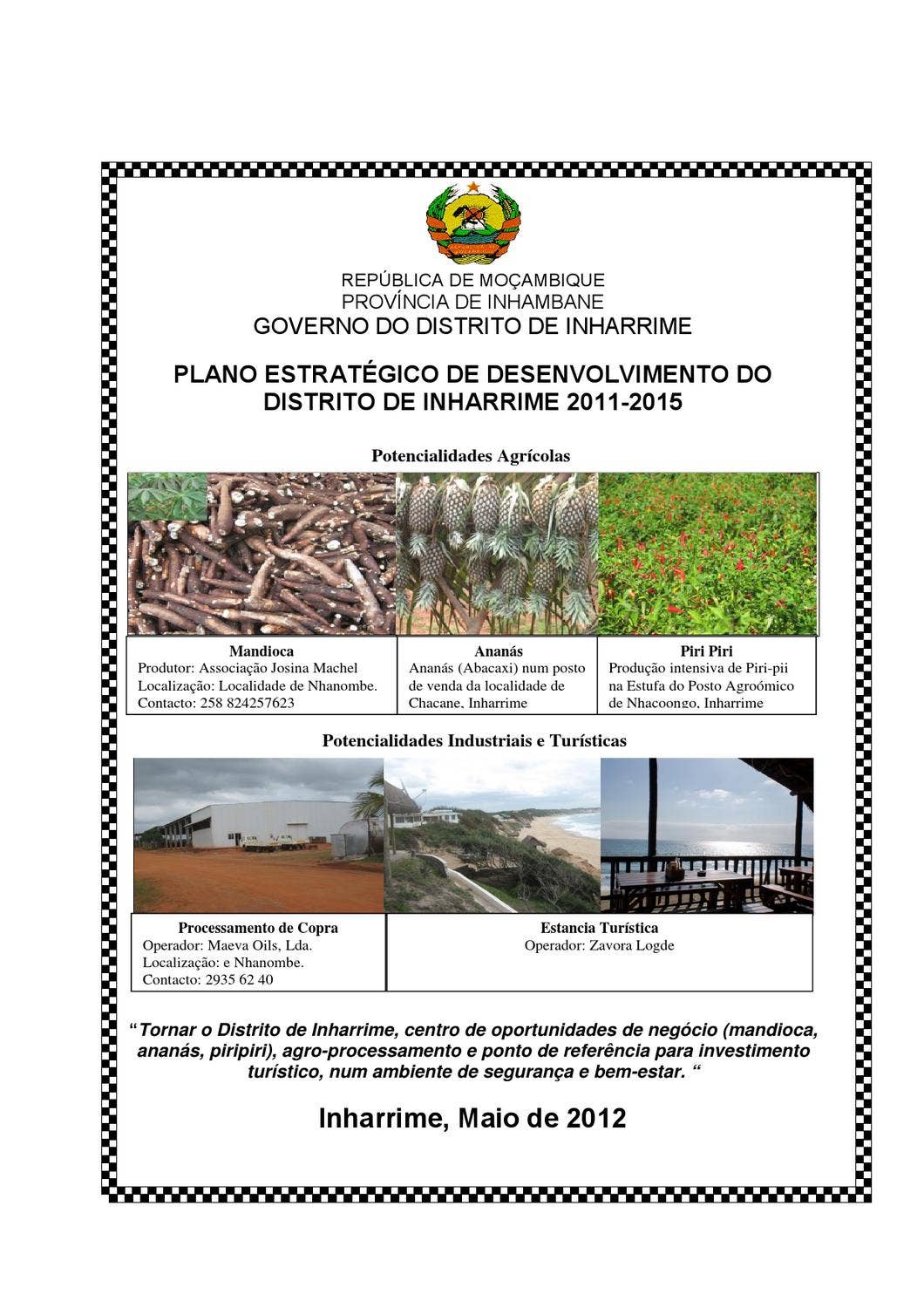 PLANO ESTRATÉGICO DE DESENVOLVIMENTO DO DISTRITO DE INHARRIME 2011-2015 ...