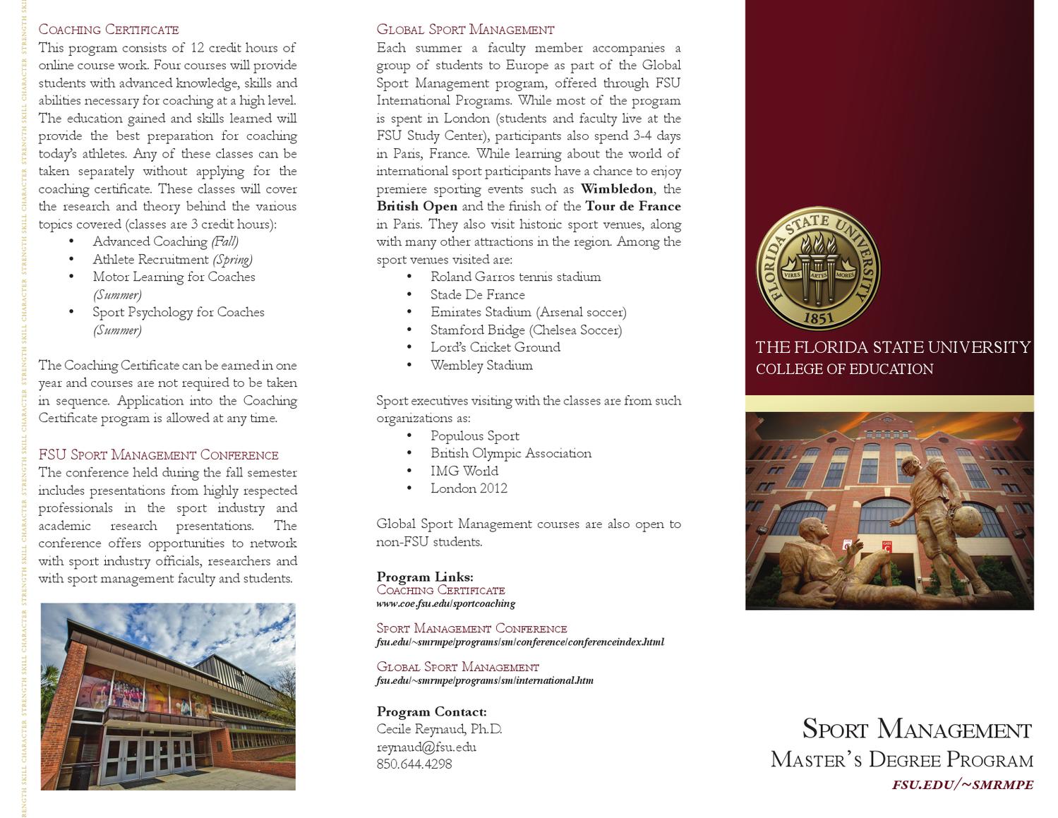Sport Management Master's Degree Program by FSU College of Education ...