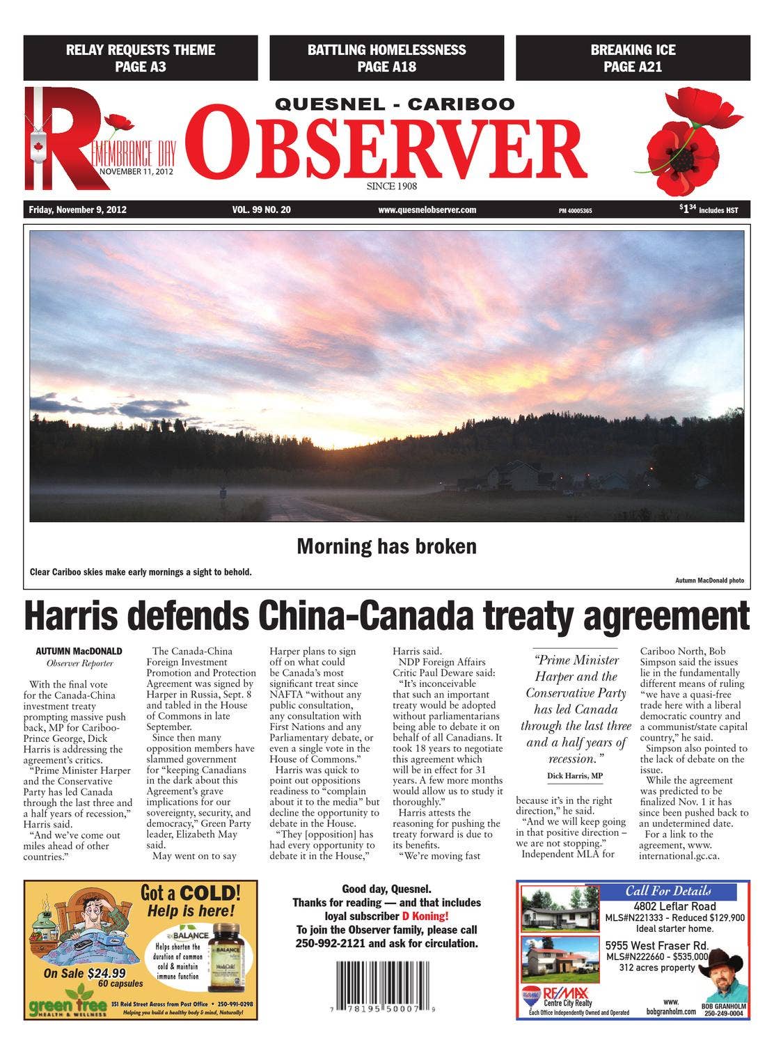Quesnel Cariboo Observer, November 09, 2012 by Black Press Media Group ...