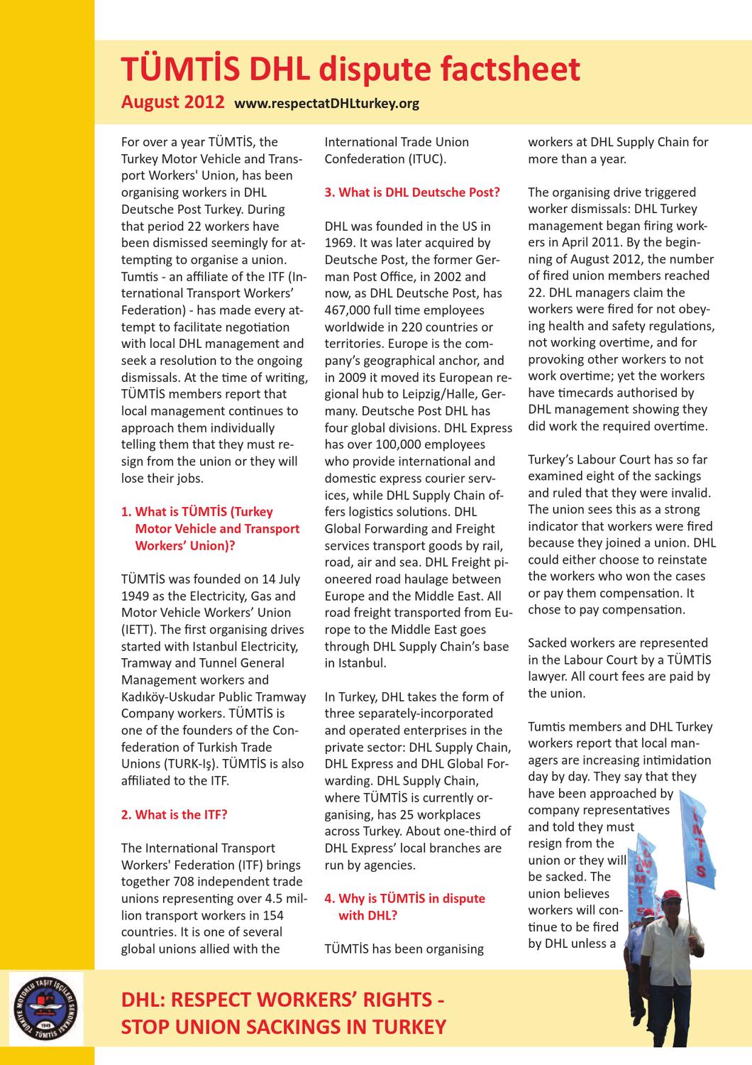 TÜMTİS DHL dispute factsheet by ITF Global - Issuu