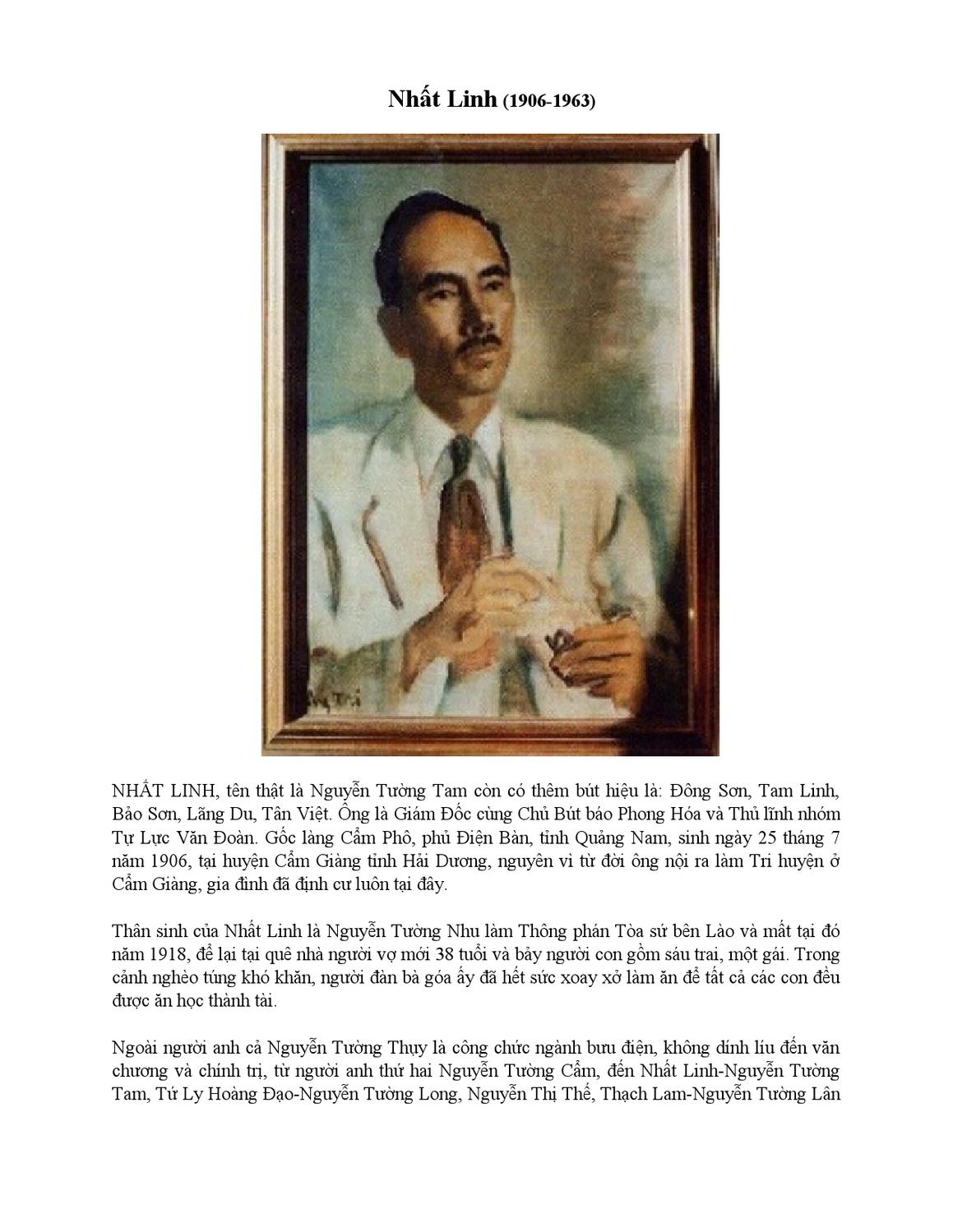 01 - Tieu su NHAT LINH by NGUOI VIET THU VIEN - Issuu