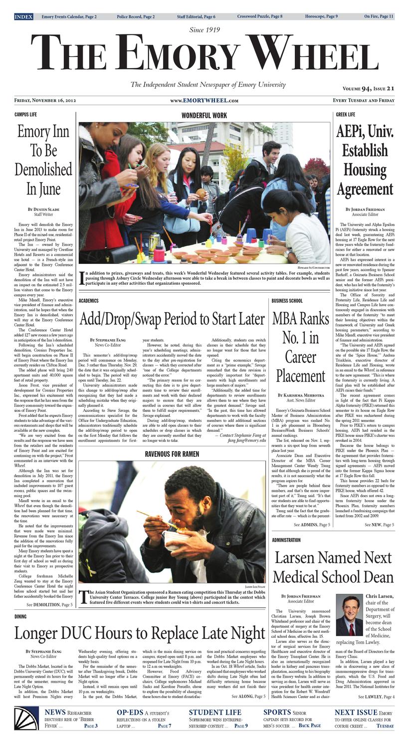 11.16.12 by The Emory Wheel - Issuu