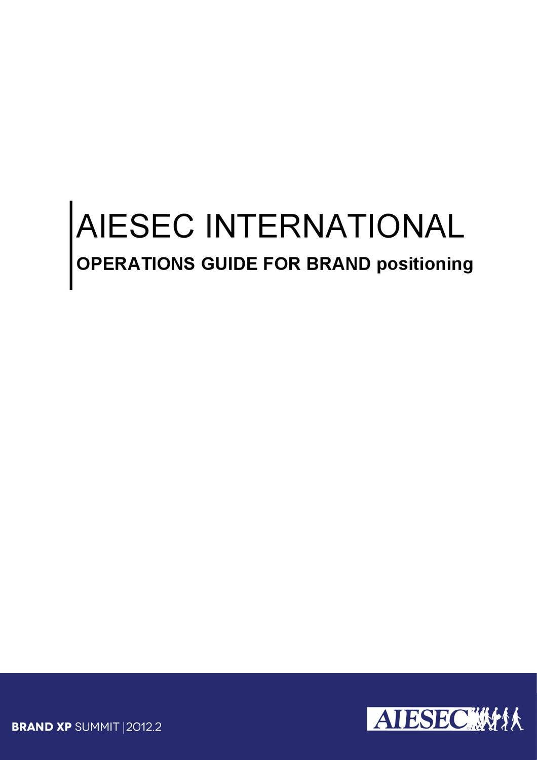 AIESEC Brand Operations Guide by AIESEC International - Issuu