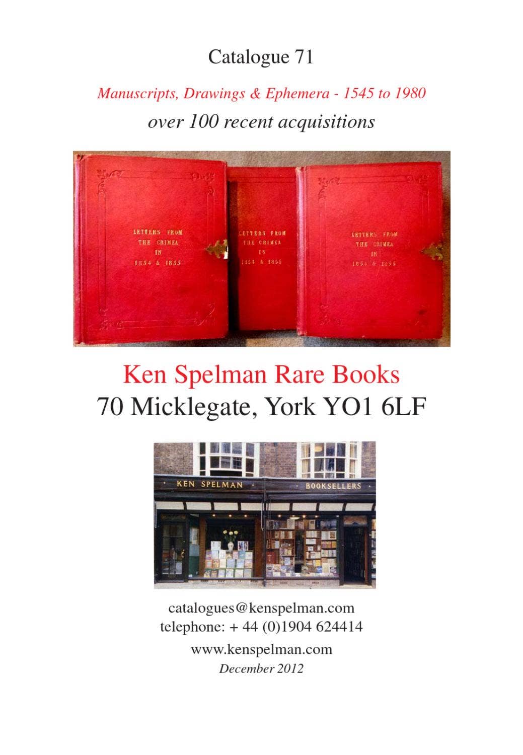 Catalogue 71 - Dec 2012 - Manuscripts, Drawings & Ephemera by Ken ...