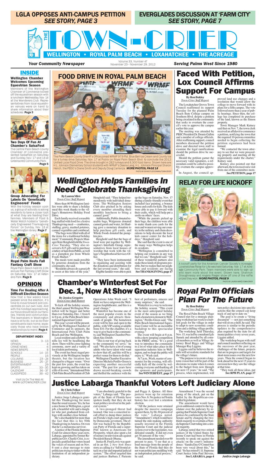 Town-Crier Newspaper November 23, 2012 by Wellington The Magazine LLC ...