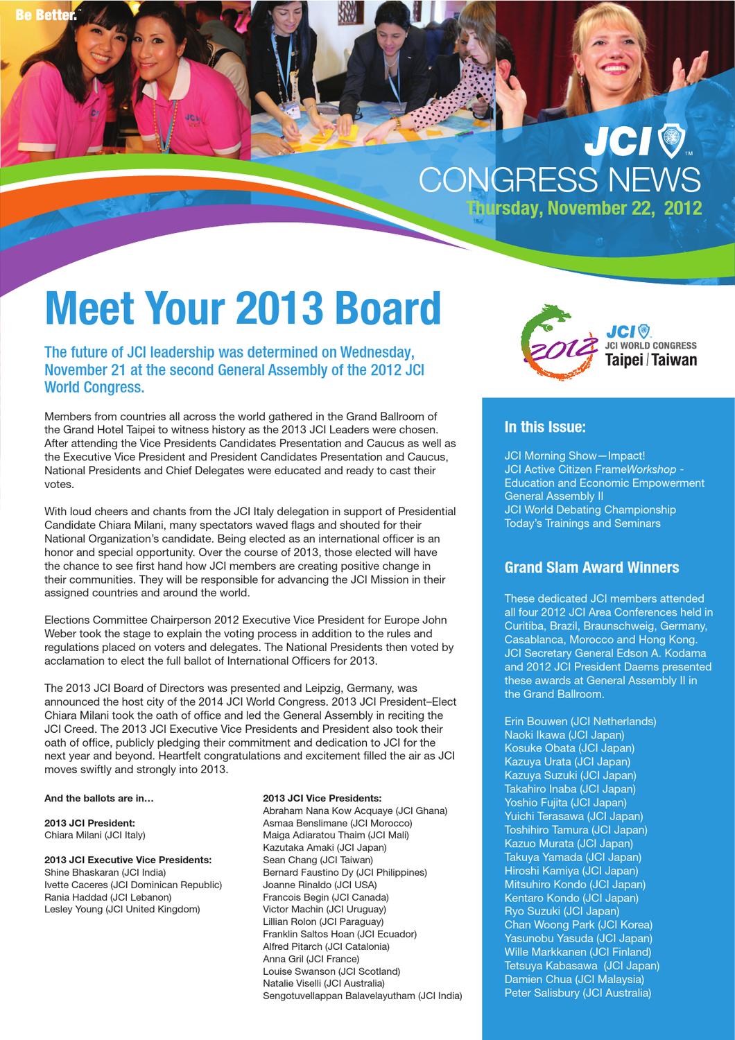 2012 JCI Congress Newsletter Issue 4 by Junior Chamber International ...