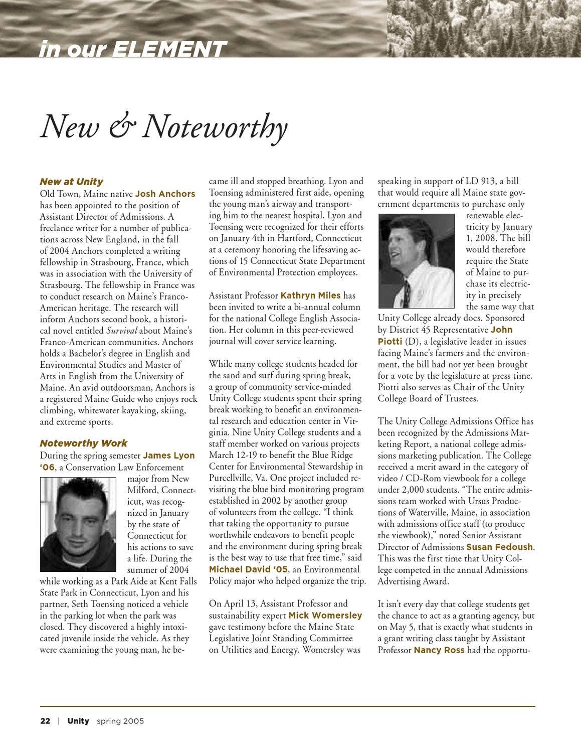 Spring 2005 by Unity Environmental University - Issuu