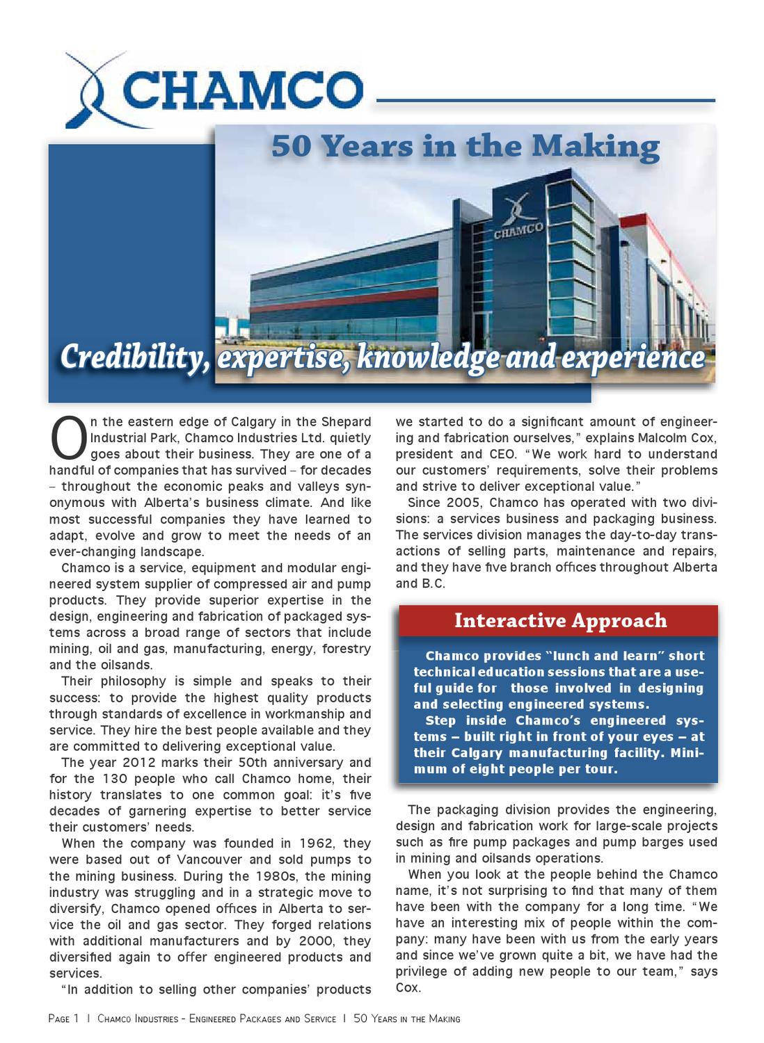 Chamco Industries - 50 Years by Business in Calgary - Issuu