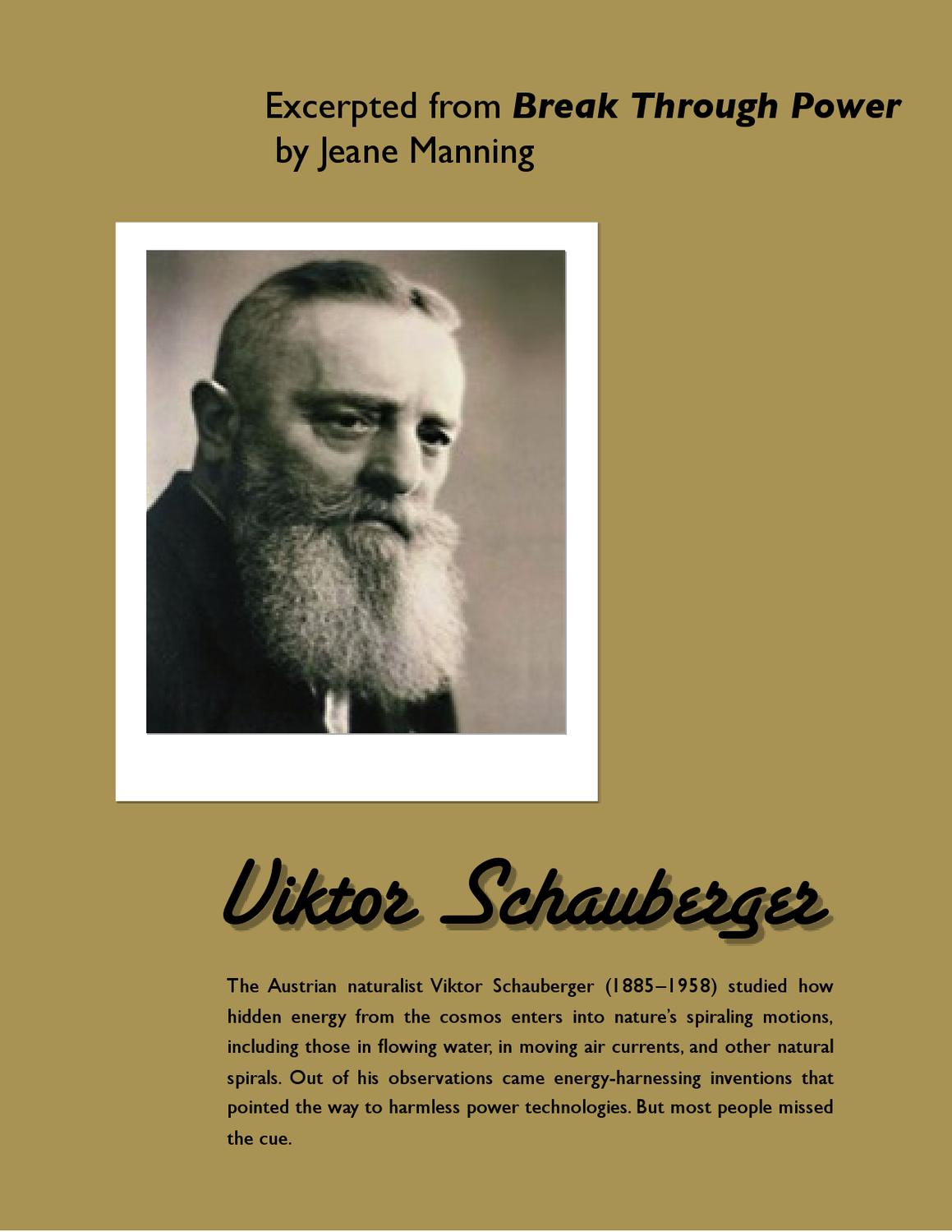 About Viktor Schauberger by Jeane Manning by Science to Sage - Issuu