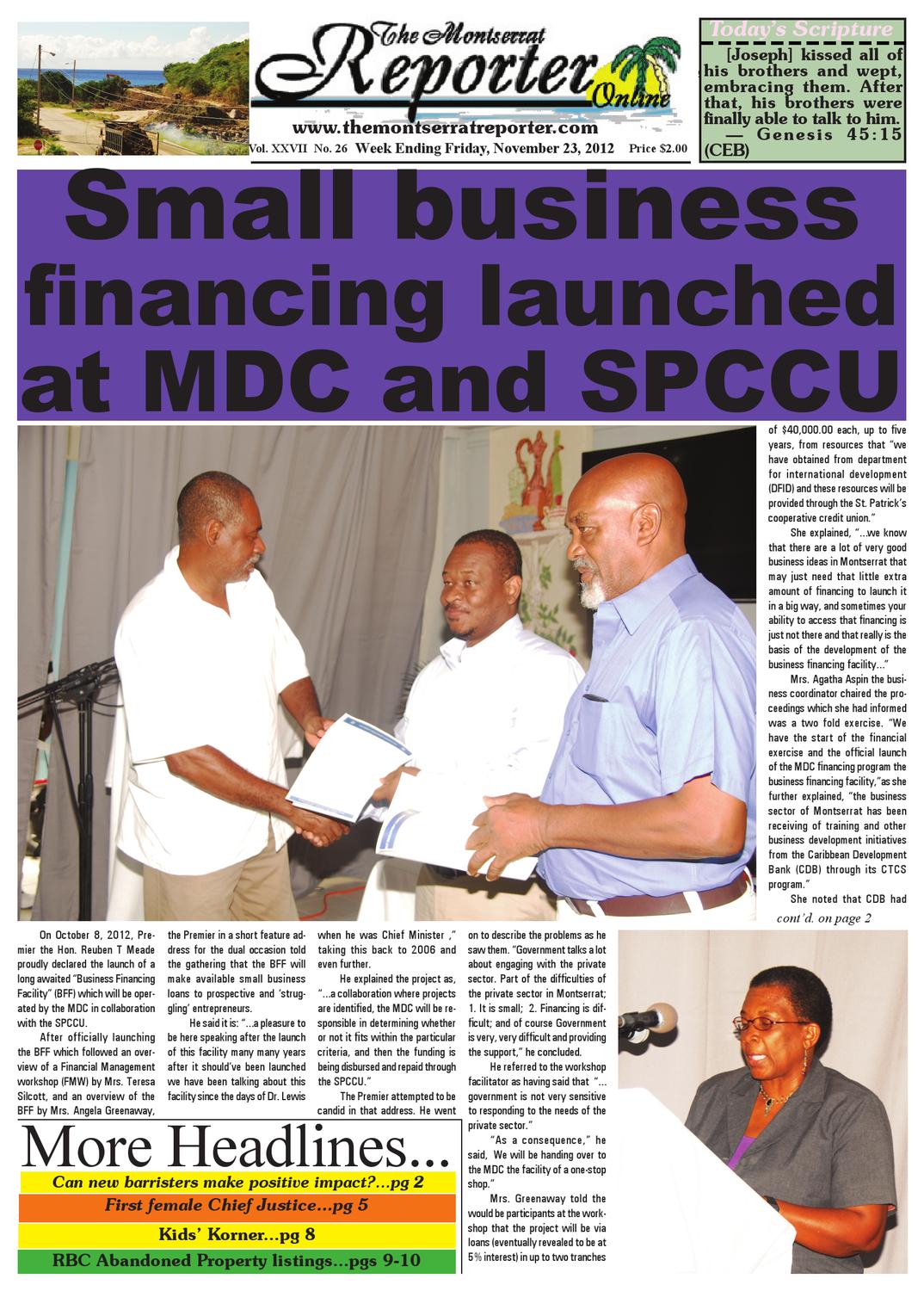 The Montserrat Reporter 23 November 2012 by The Montserrat Reporter - Issuu
