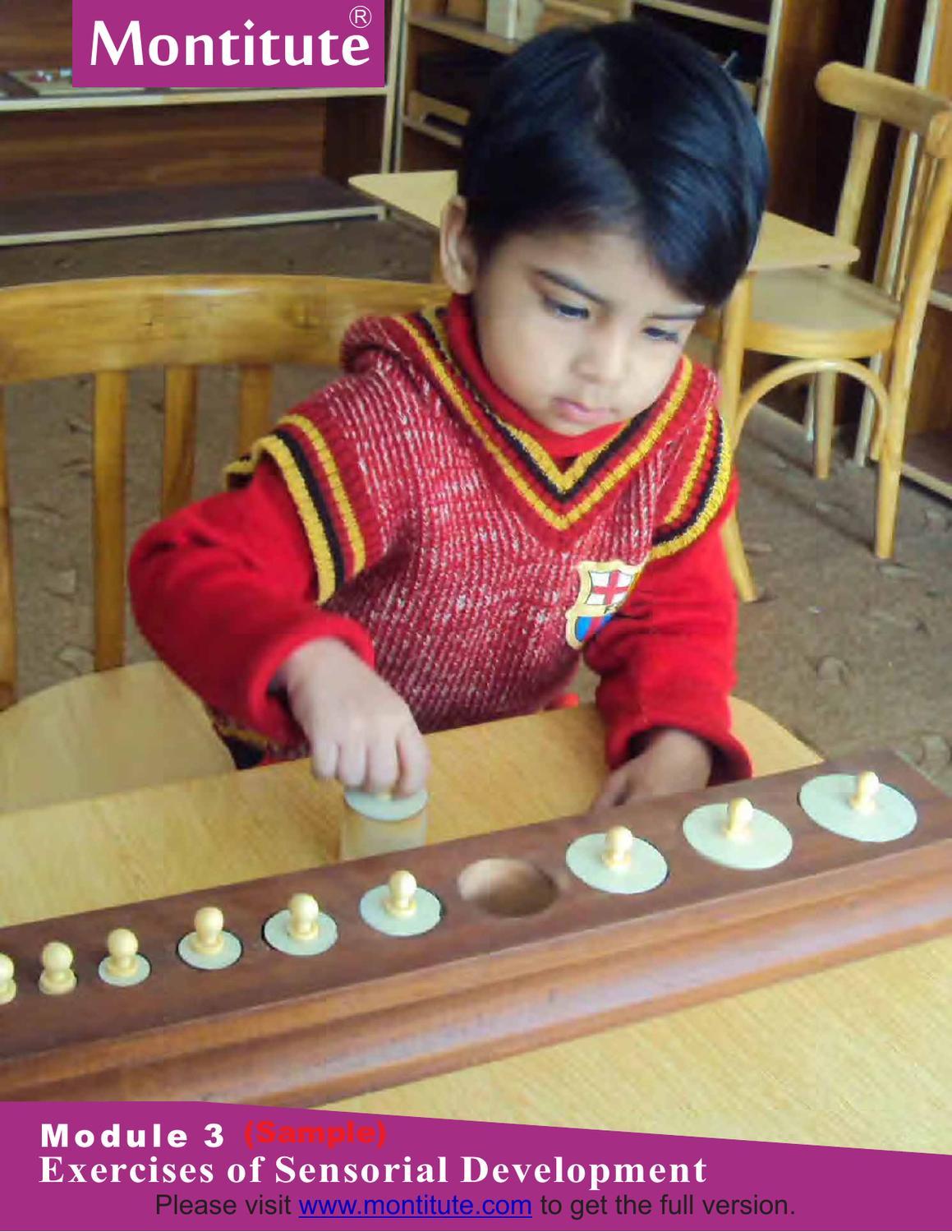 Montessori Sensorial Exercises (3 - 6) Kindergarten Album by Montitute ...