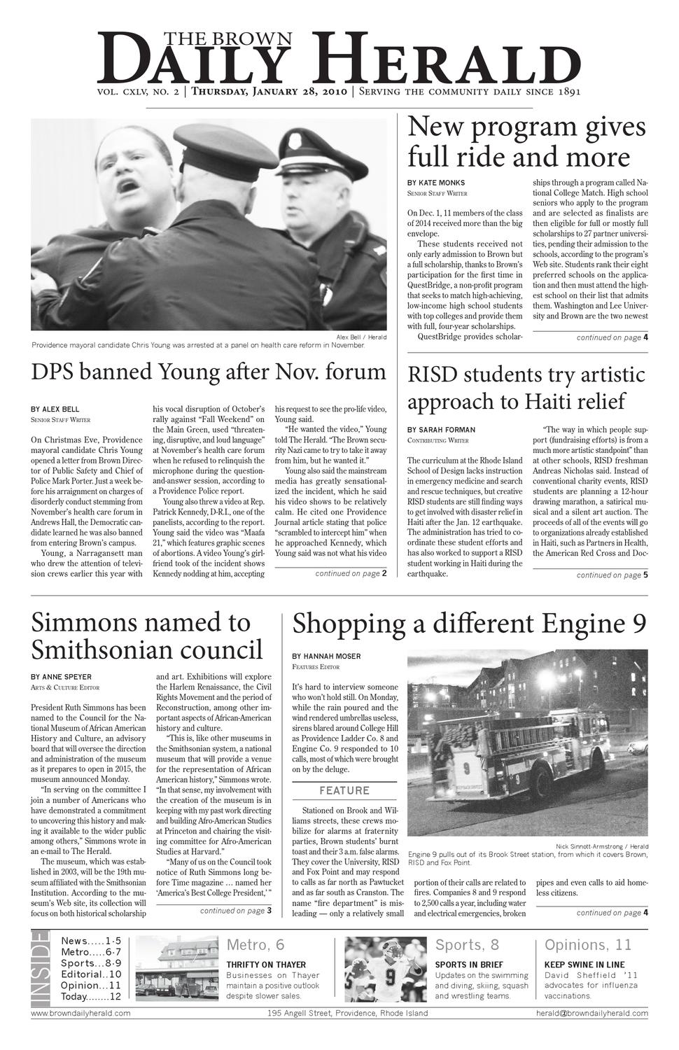 Thursday, January 28, 2010 by The Brown Daily Herald - Issuu
