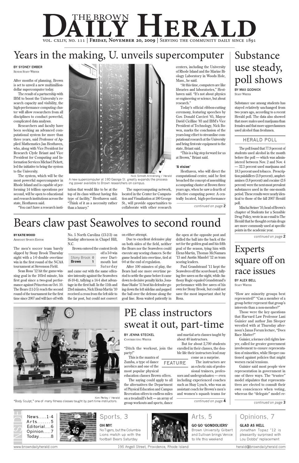 Friday, November 20, 2009 by The Brown Daily Herald - Issuu