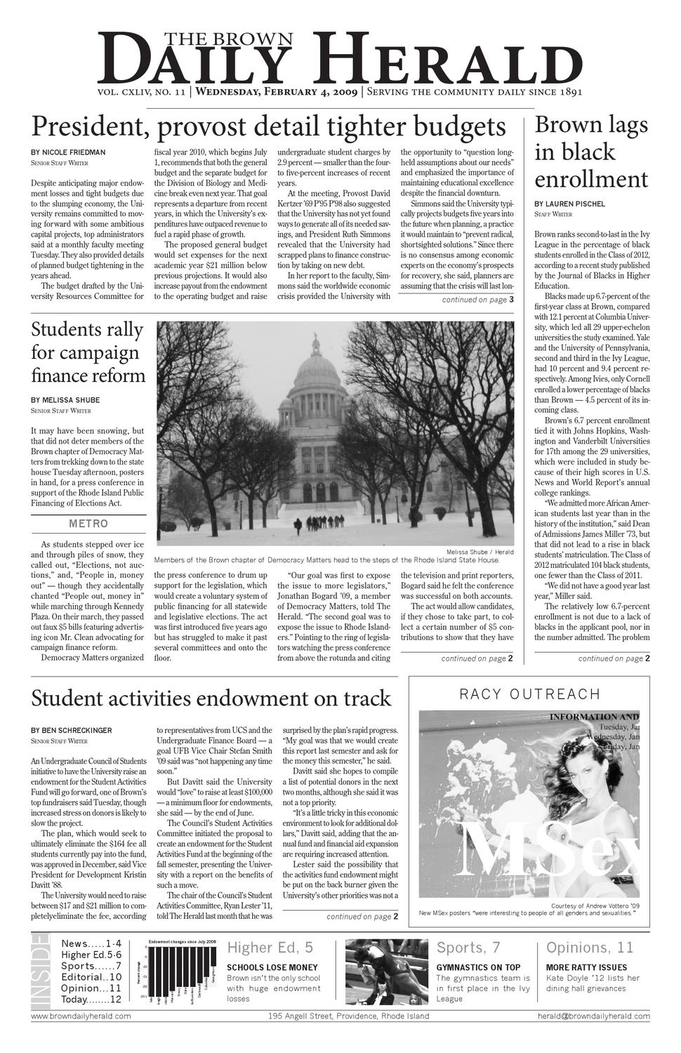 Wednesday, February 4, 2009 by The Brown Daily Herald - Issuu
